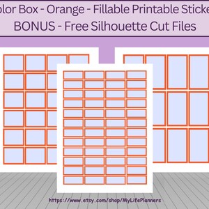Orange Color Box Stickers Planner Stickers Full Box Half - Etsy