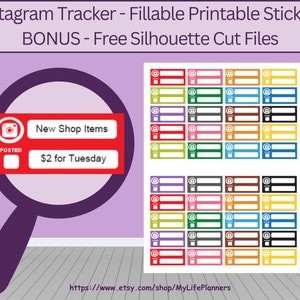 Instagram Social Media Planner Sticker, Social Media Stickers ...