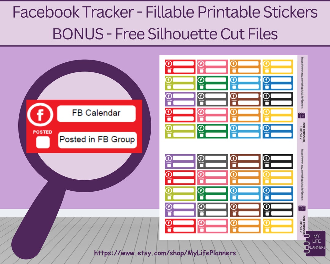 Facebook Social Media Planner Sticker, Social Media Stickers, Printable ...