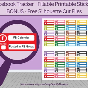 Facebook Social Media Planner Sticker, Social Media Stickers, Printable ...
