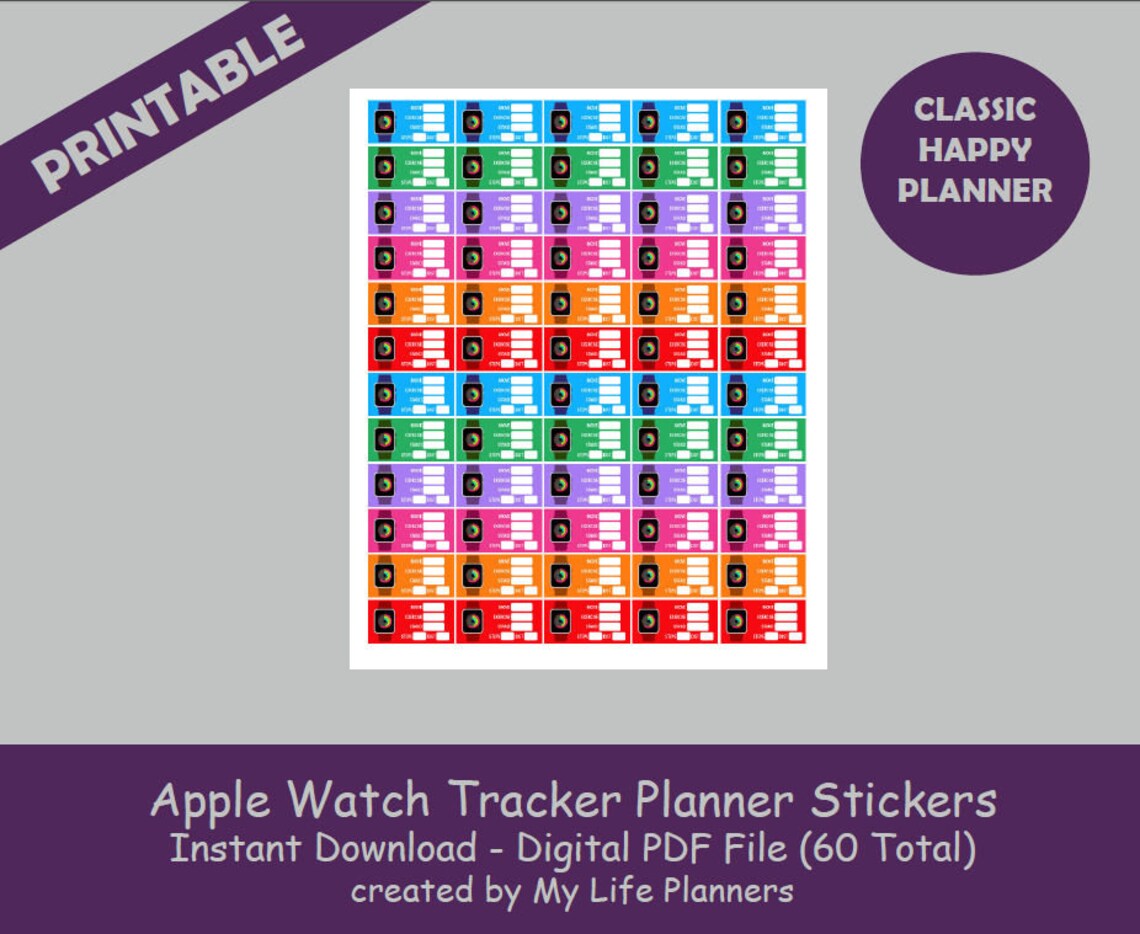 Apple Watch Tracker Planner Stickers Fitness Tracker | Etsy
