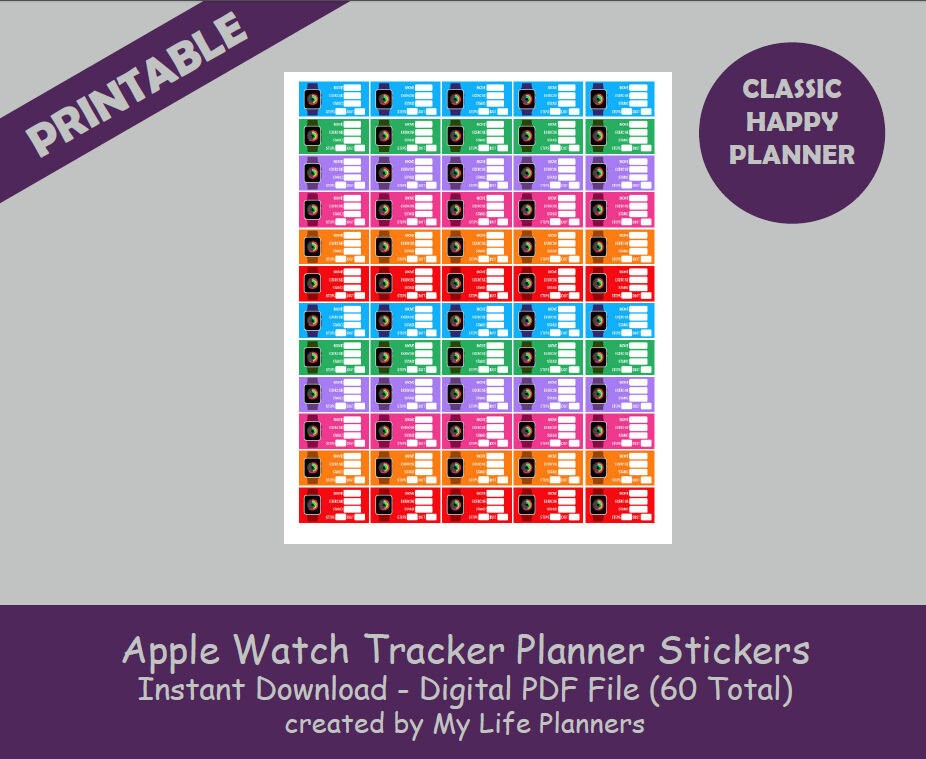 Apple Watch Tracker Planner Stickers Fitness Tracker - Etsy