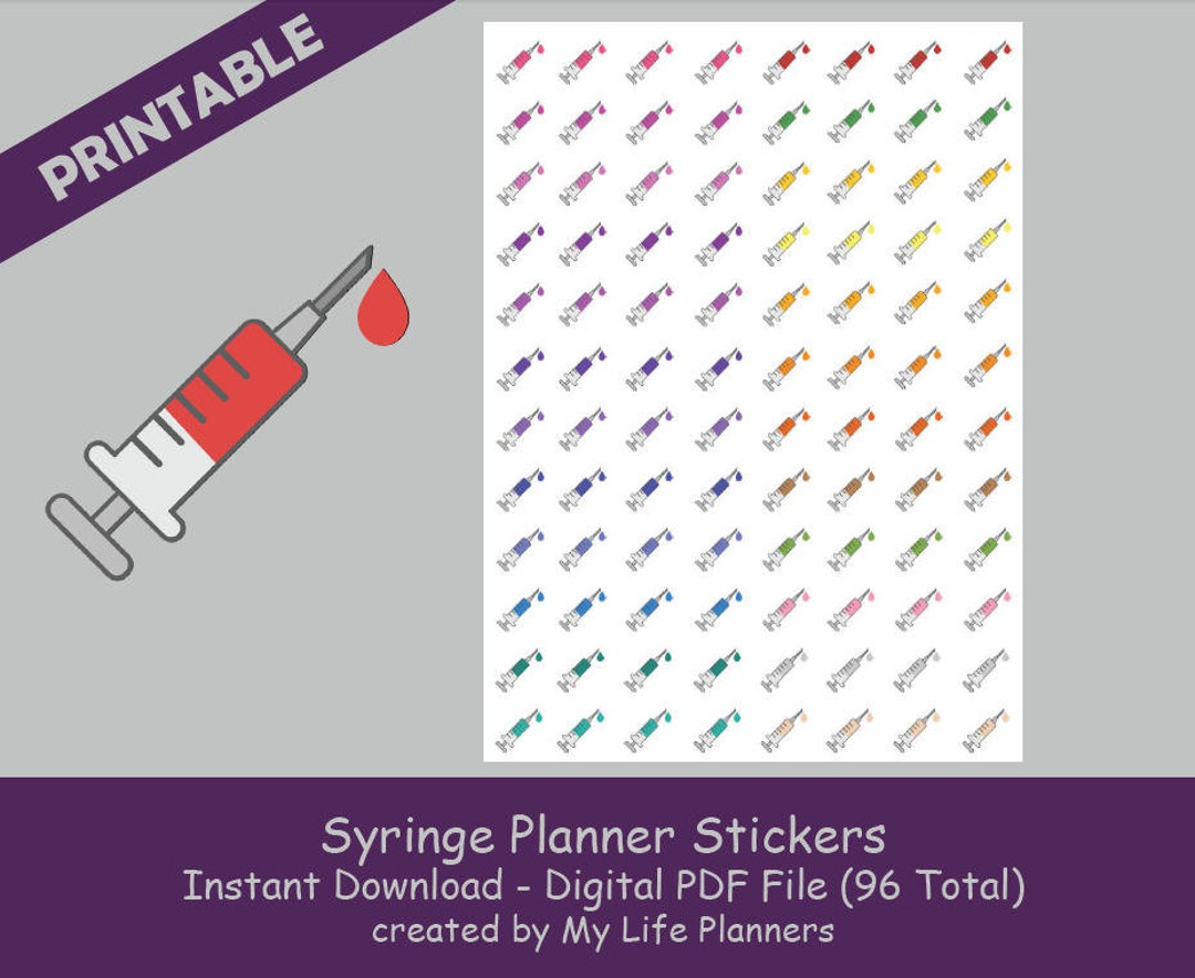 Syringe Icon Planner Stickers Printable Stickers Planner - Etsy