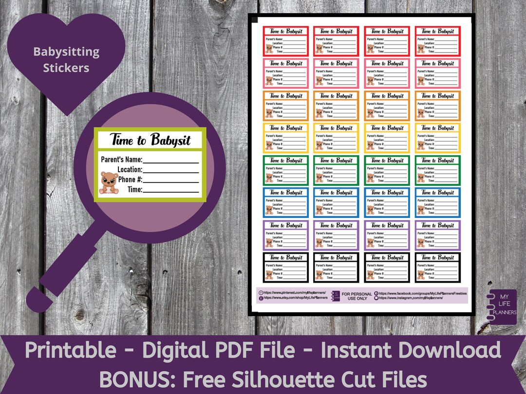Babysitting Tracker Stickers Printable Planner Stickers - Etsy