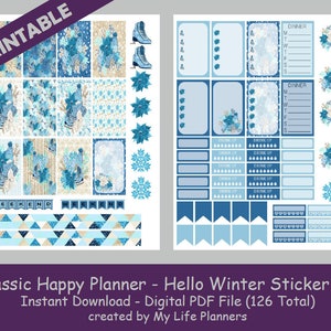 Hello Winter, CLASSIC Happy Planner Printable Stickers, Weekly Kit ...