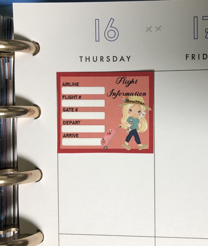 Flight Information Planner Stickers Printable Planner - Etsy