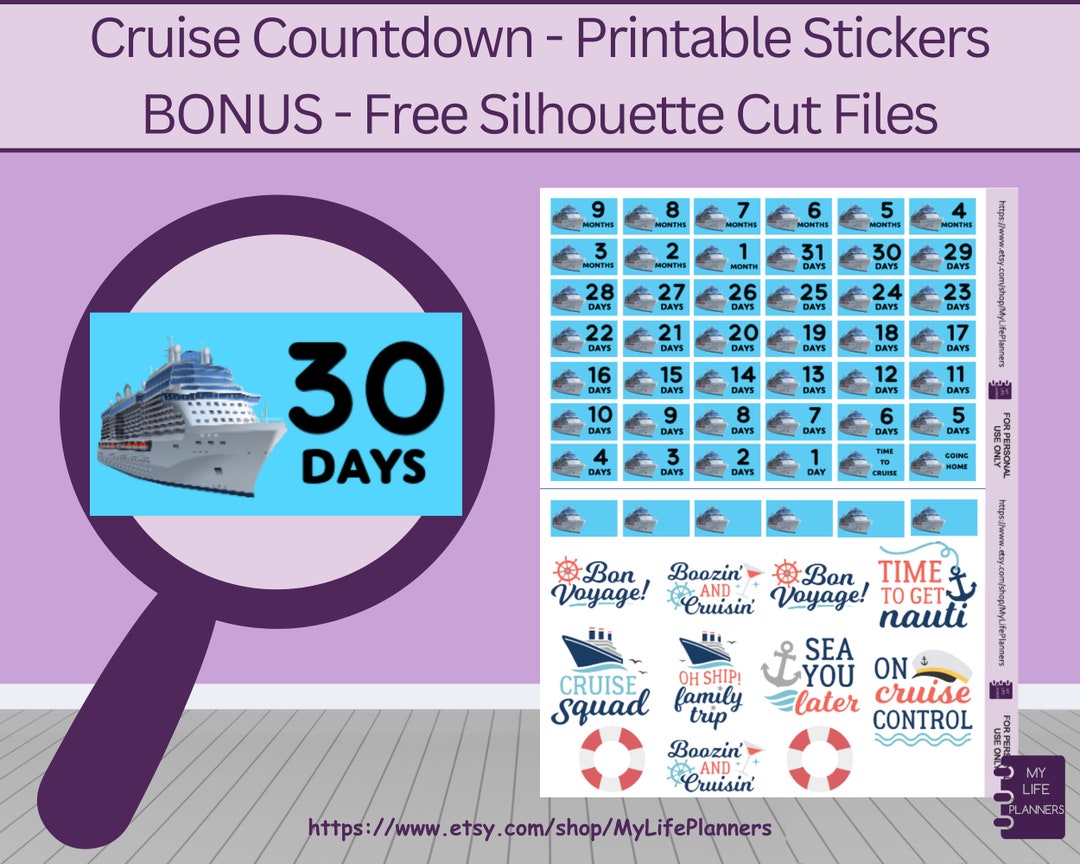 Cruise, Vacation Countdown Planner Stickers, Printable Stickers ...