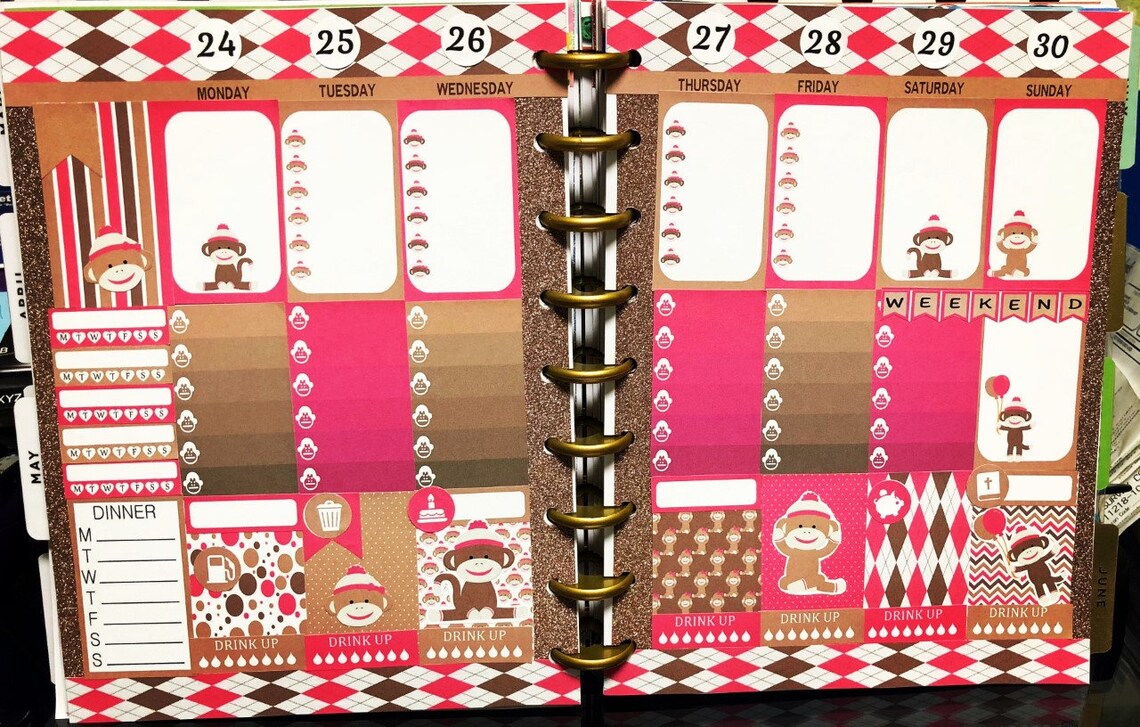 Sock Monkey Girl CLASSIC Happy Planner Printable Stickers - Etsy