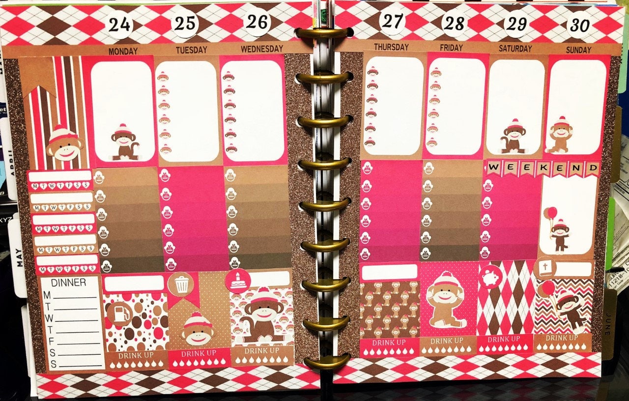 Sock Monkey Girl CLASSIC Happy Planner Printable Stickers - Etsy