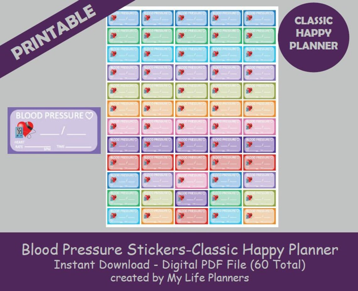 Blood Pressure Planner Stickers Blood Pressure Tracker - Etsy