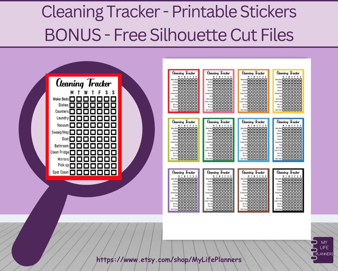 Cleaning Tracker Printable Planner Stickers, Cleaning Stickers, Planner ...