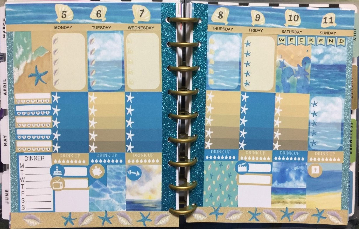 Beach Planner Printable Stickers Weekly Kit Planner Kit - Etsy