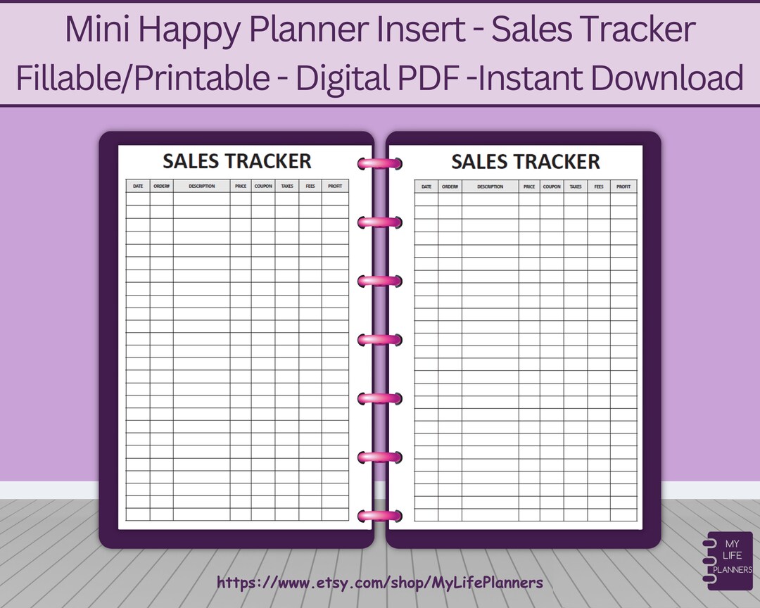 Sales Tracker, Fillable, Printable, Planner Inserts, Happy Planner ...