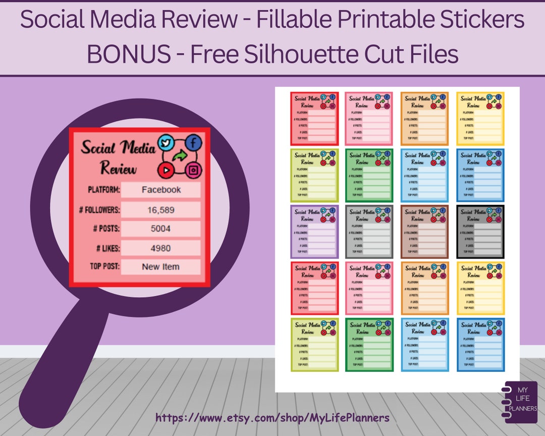 Social Media Review Sticker, Social Media Planner Sticker, Social Media ...