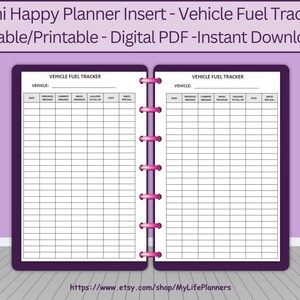 Vehicle Fuel Tracker Insert, Gas Log, Fillable, Printable Planner ...