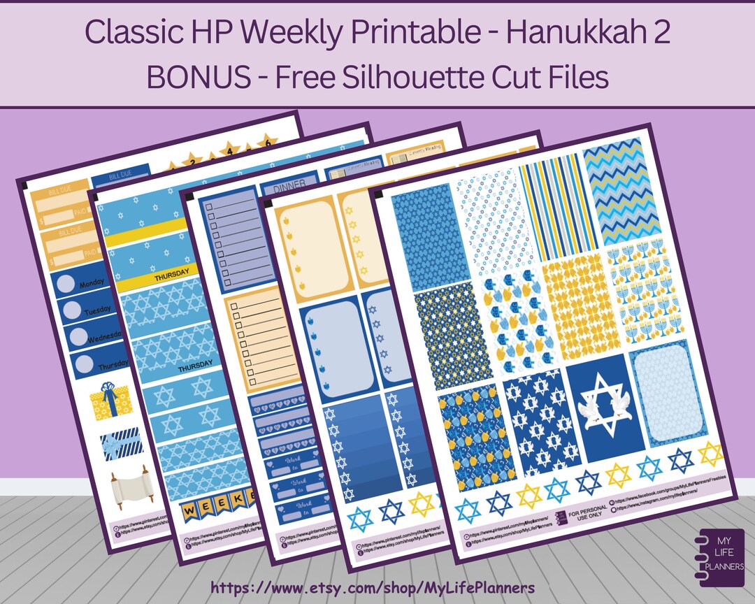 Hanukkah, CLASSIC Happy Planner Printable Stickers, Weekly Kit, Planner ...