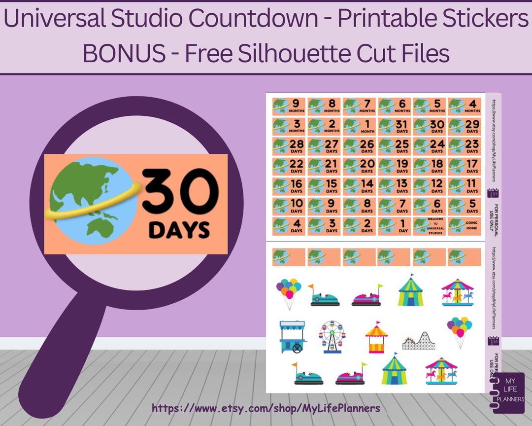 Universal Studios Vacation Countdown Planner Stickers (PDF Digital ...