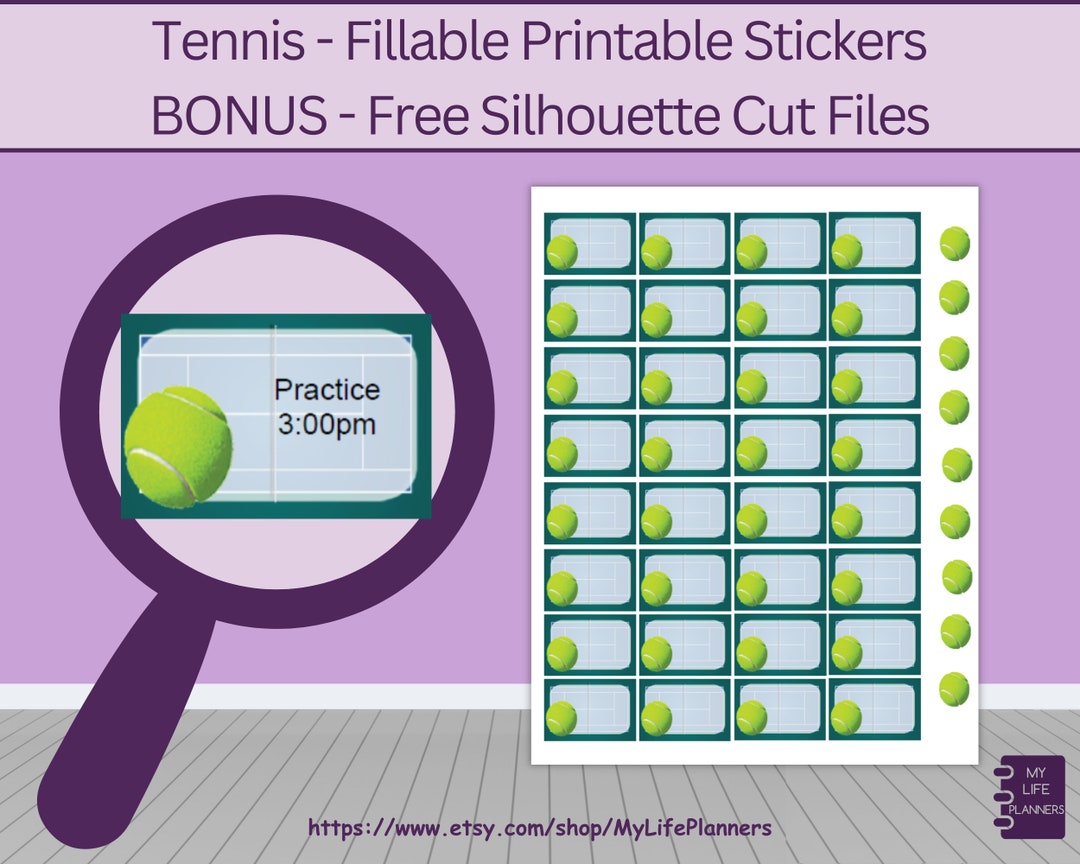 Tennis Stickers, Fillable, Planner, CLASSIC Happy Planner, Erin Condren ...