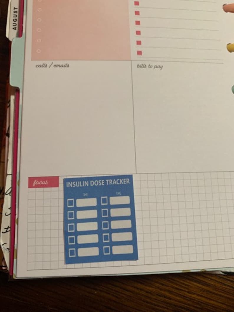 Insulin Dose Tracker Stickers Printable Planner Stickers | Etsy