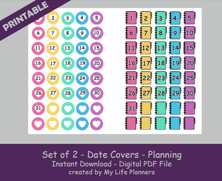 Date Cover Stickers Planning Countdown Stickers Number | Etsy