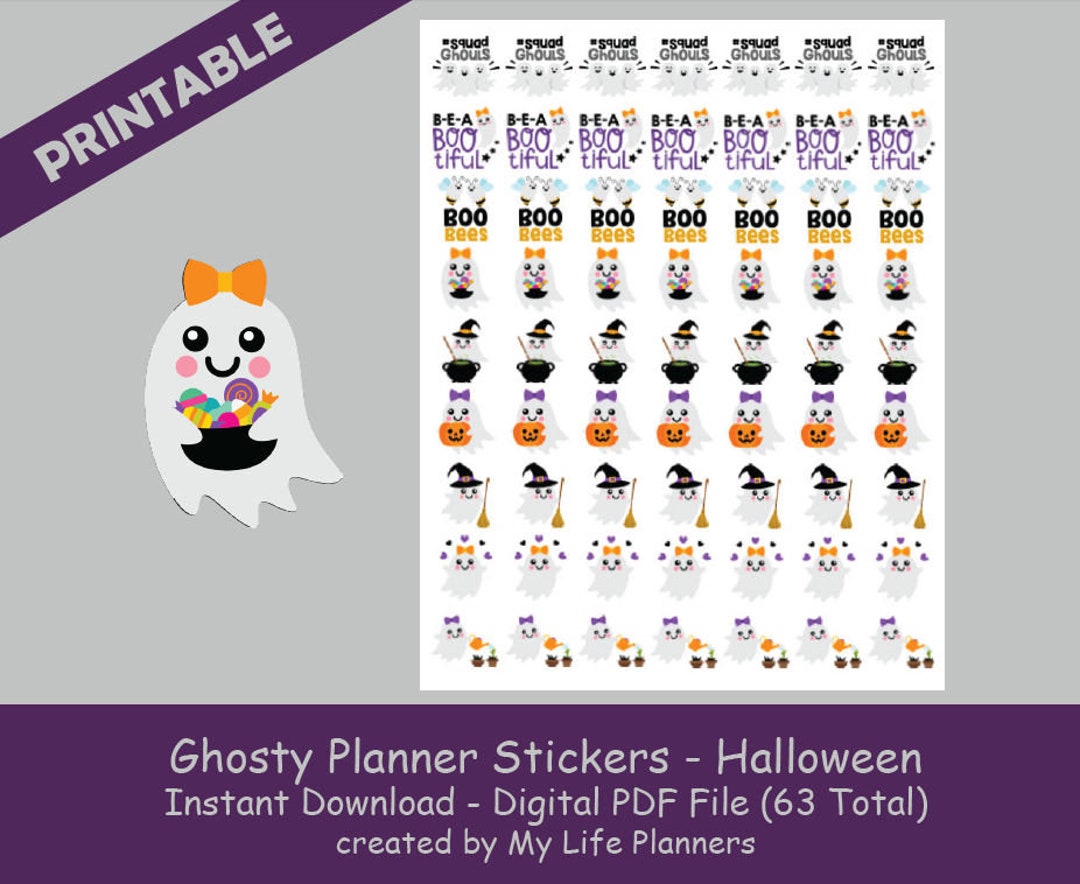 Ghosty Planner Stickers Halloween Printable Stickers - Etsy