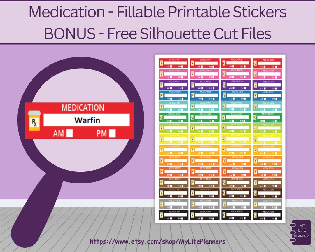 Medication Tracker, Fillable Stickers, Planner Stickers, Printable ...