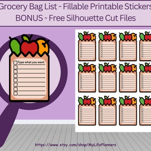 Grocery Stickers Grocery List Stickers Fillable Fillable - Etsy