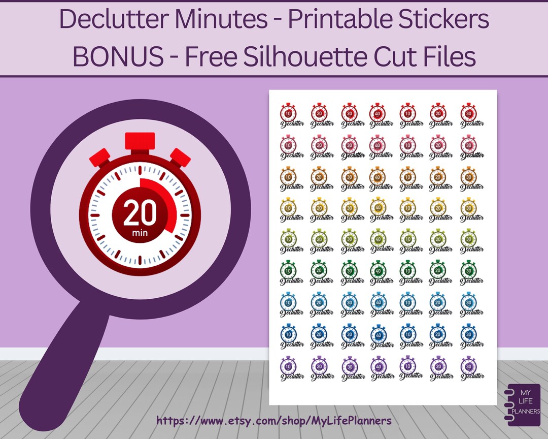 Declutter Minutes Printable Planner Stickers, Minute Declutter ...