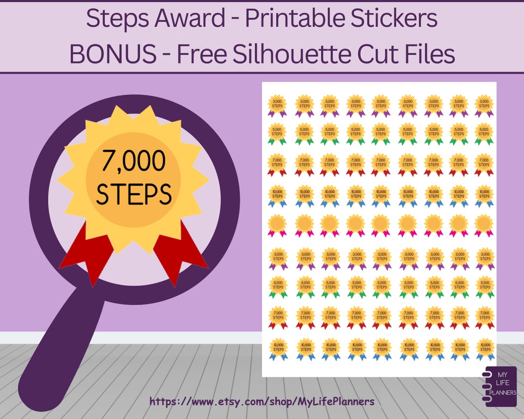 Number of Steps Award Sticker, Step Award, Steps, Printable Stickers ...