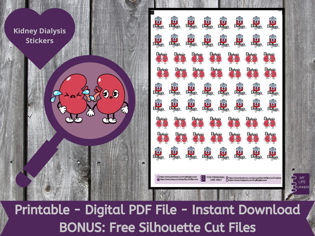 Kidney Dialysis Printable Planner Stickers Kidney Dialysis - Etsy