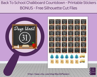 Back to School Countdown Planner Stickers - Etsy