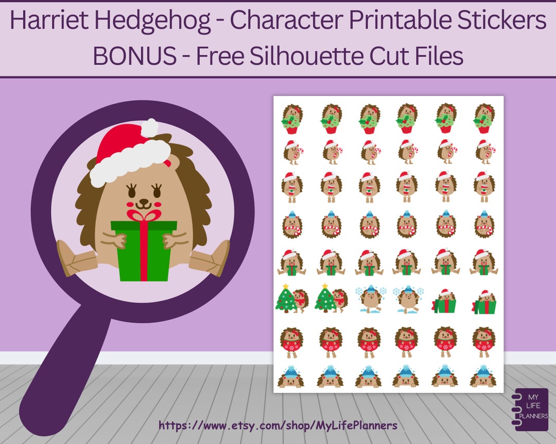 Harriet Hedgehog Planner Stickers, Christmas, Printable Stickers ...