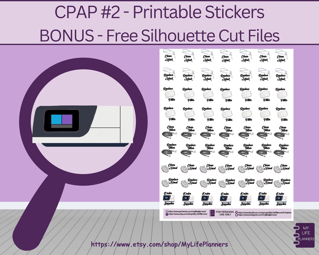 CPAP Planner Stickers: Sleep Apnea Reminder (PDF Download) - Etsy