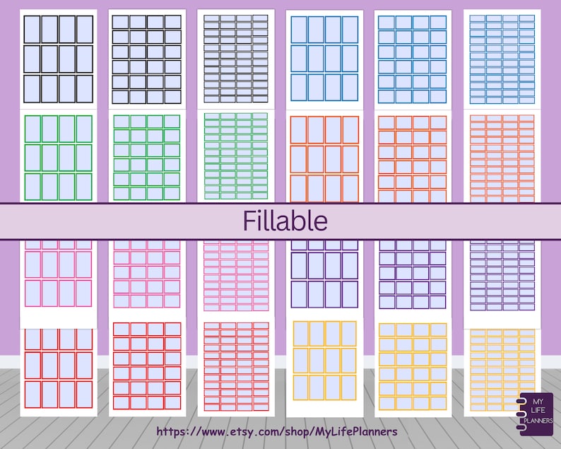 Color Box Planner Stickers: Fillable Printable Bundle (PDF Download) - Etsy