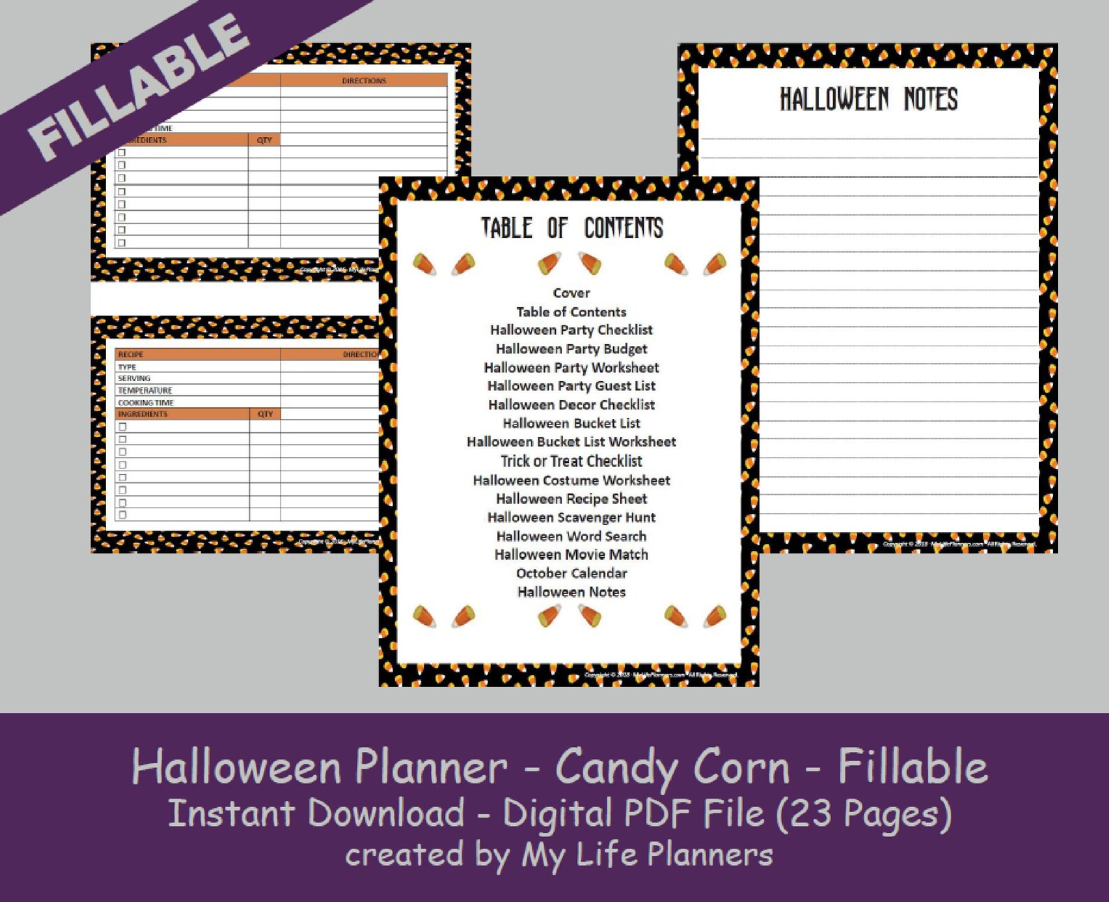 Halloween Planner Candy Corn Halloween Party Kit Halloween | Etsy