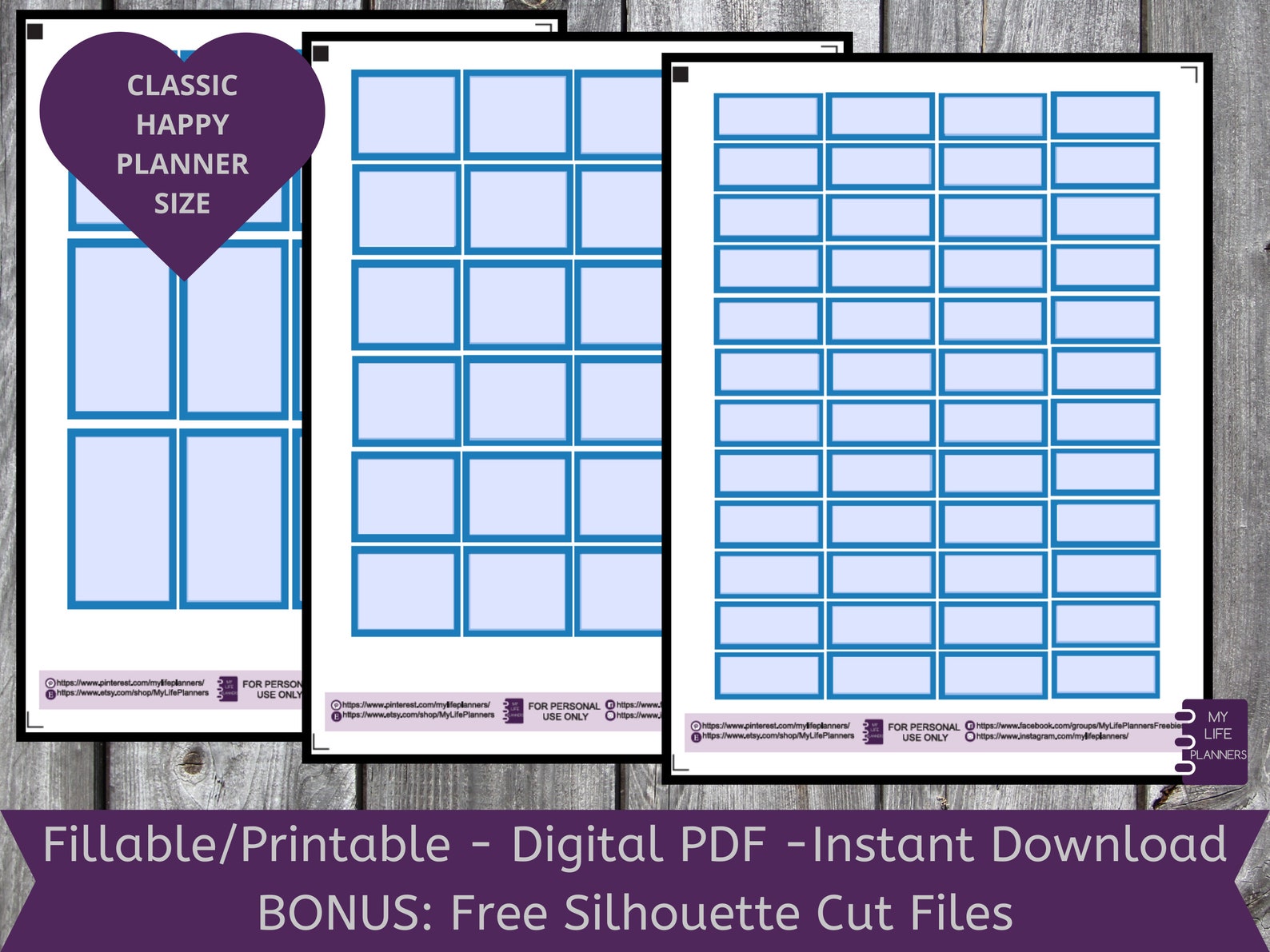 Blue Color Box Stickers Planner Stickers Full Box Half Box - Etsy