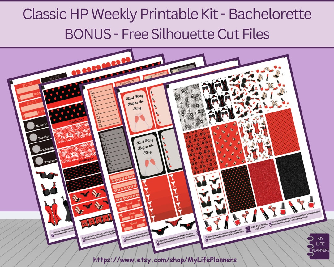 Bachelorette Sticker Kit, Printable Stickers, Classic Happy Planner ...