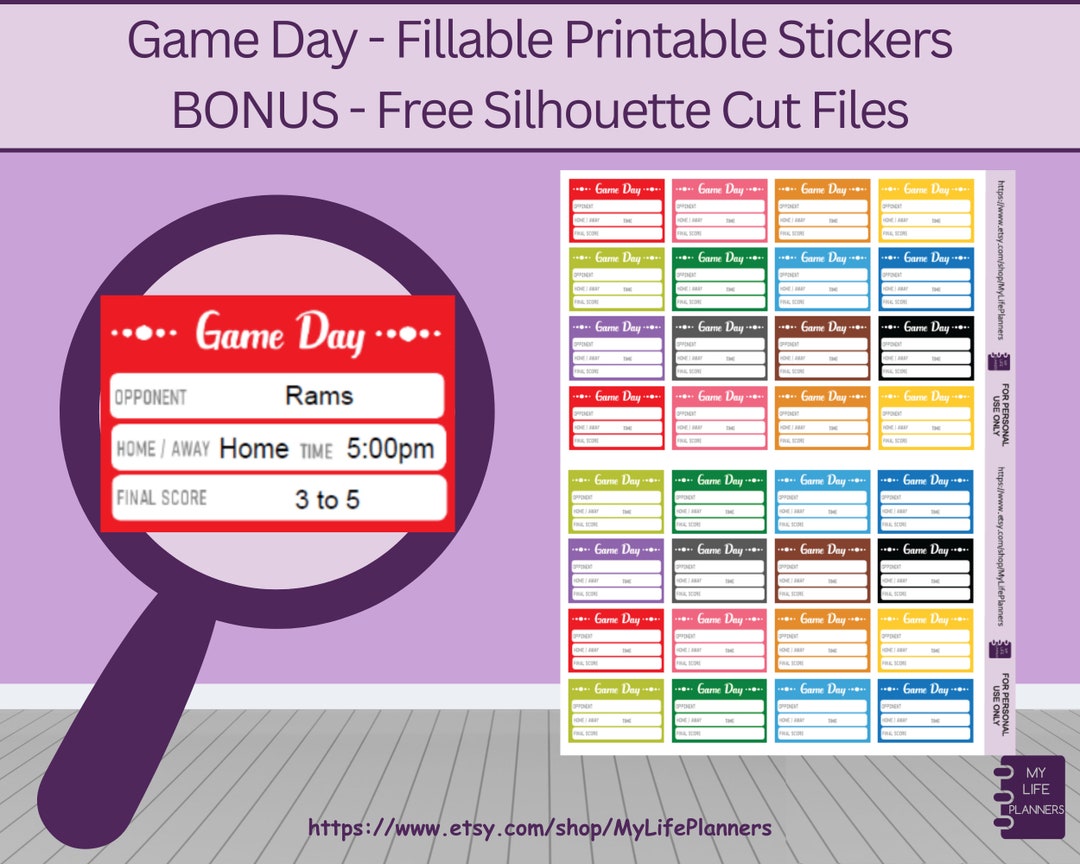 Game Day Stickers, Fillable Stickers, Any Sport, Printable Stickers ...