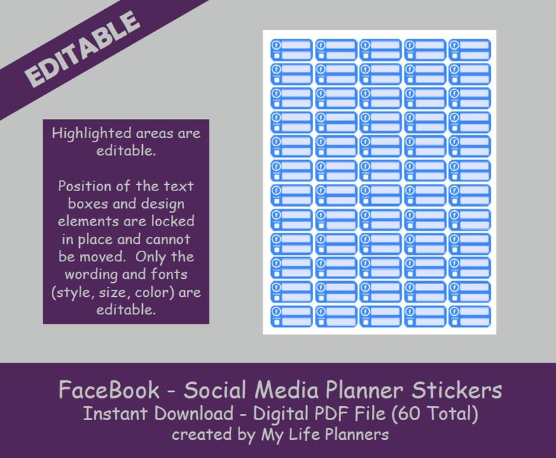 Facebook Social Media Planner Sticker Social Media Stickers - Etsy