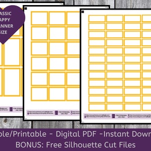 Yellow Color Box Stickers Planner Stickers Full Box Half - Etsy