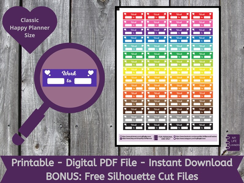 Work Planner Stickers Printable Work Job Schedule Sticker - Etsy