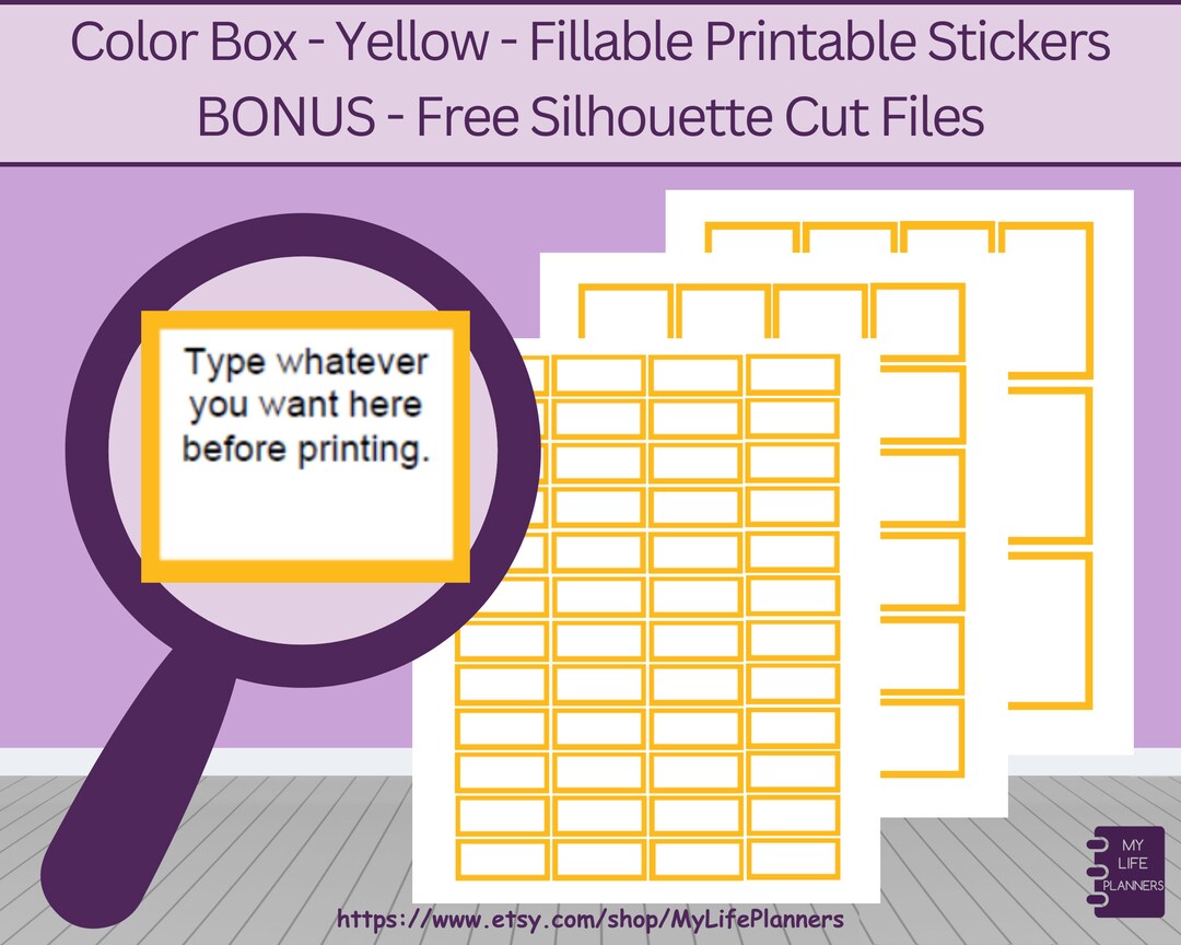 Yellow Color Box Stickers Planner Stickers Full Box Half - Etsy