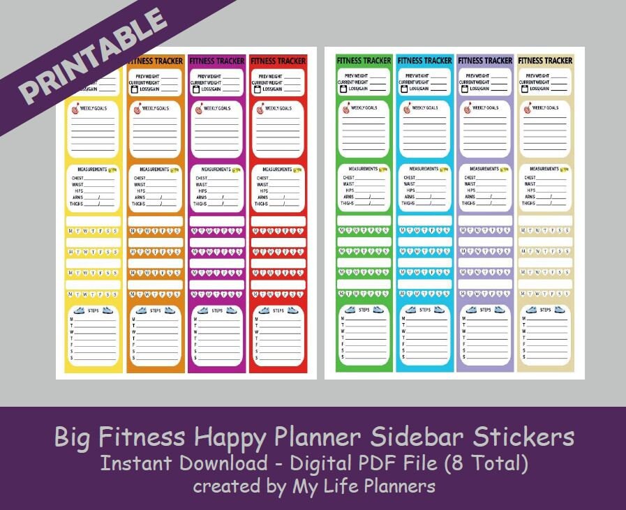 BIG Fitness Happy Planner Sidebar Stickers Printable Planner Etsy BIG Fitness Happy Planner Sidebar Stickers Printable Planner Etsy