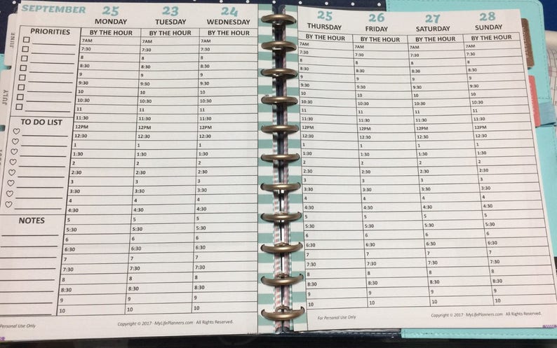 BIG Happy Planner Vertical Week Hourly Insert Editable | Etsy