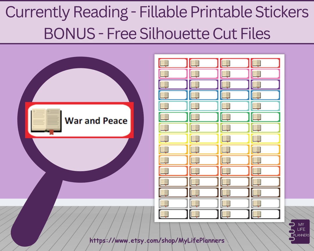 Currently Reading Stickers, Reading Tracker, Book Stickers, Fillable ...