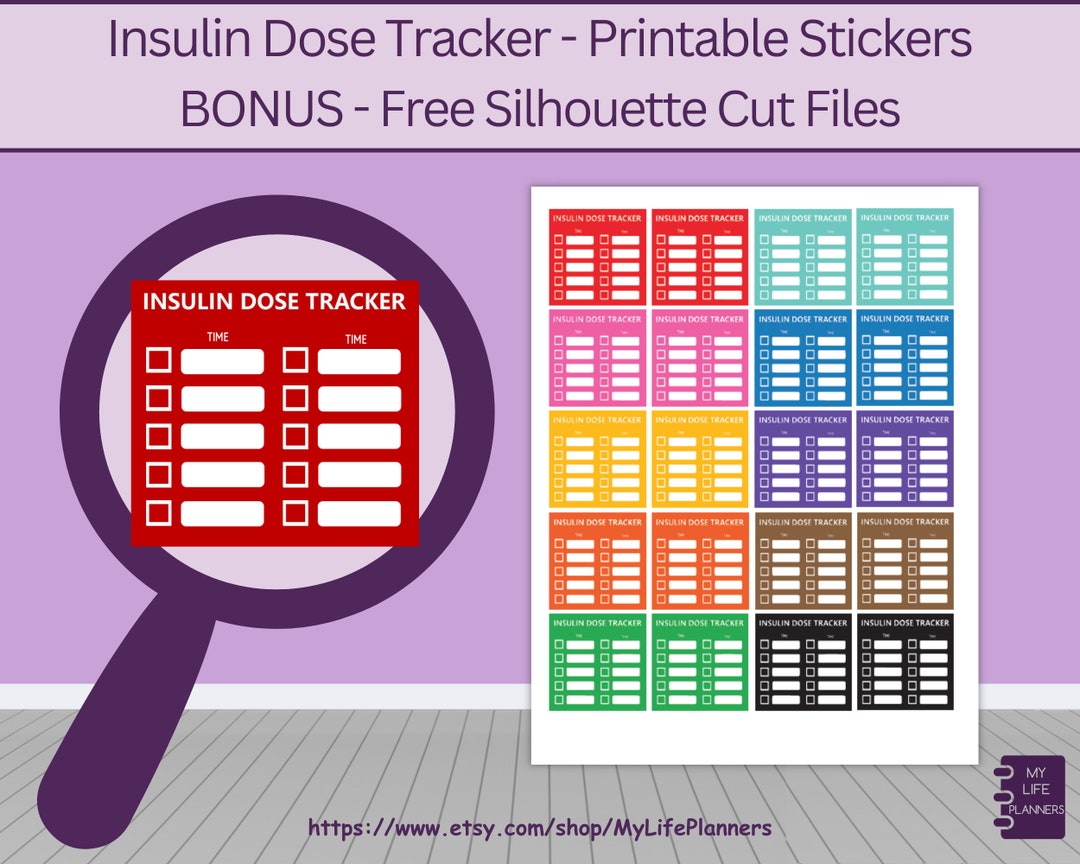 Insulin Dose Tracker Stickers, Printable Planner Stickers, Insulin ...