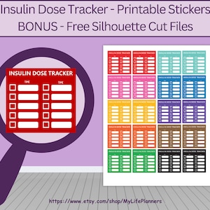 Insulin Dose Tracker Stickers, Printable Planner Stickers, Insulin ...