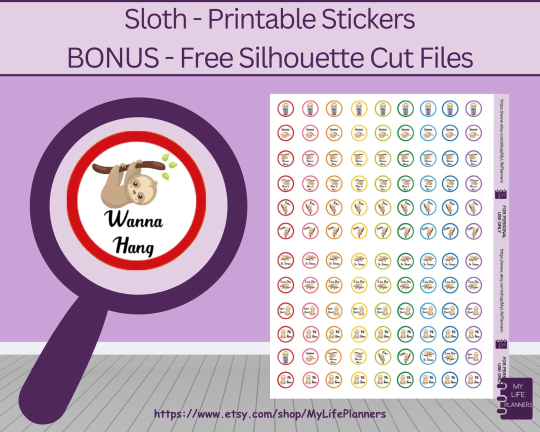 Sloth Planner Stickers, Printable Planner Stickers, Fits All Planners ...