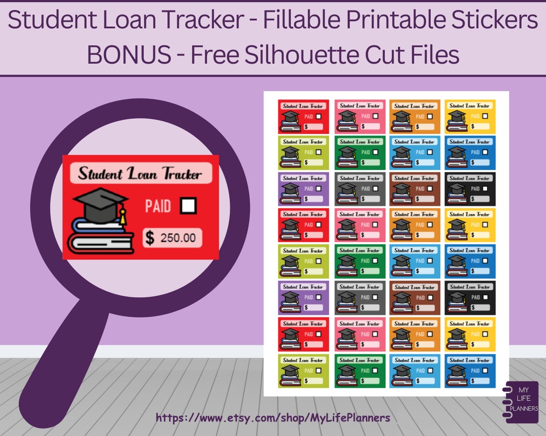 Student Loan Tracker Stickers, Student Loan Stickers, Fillable ...