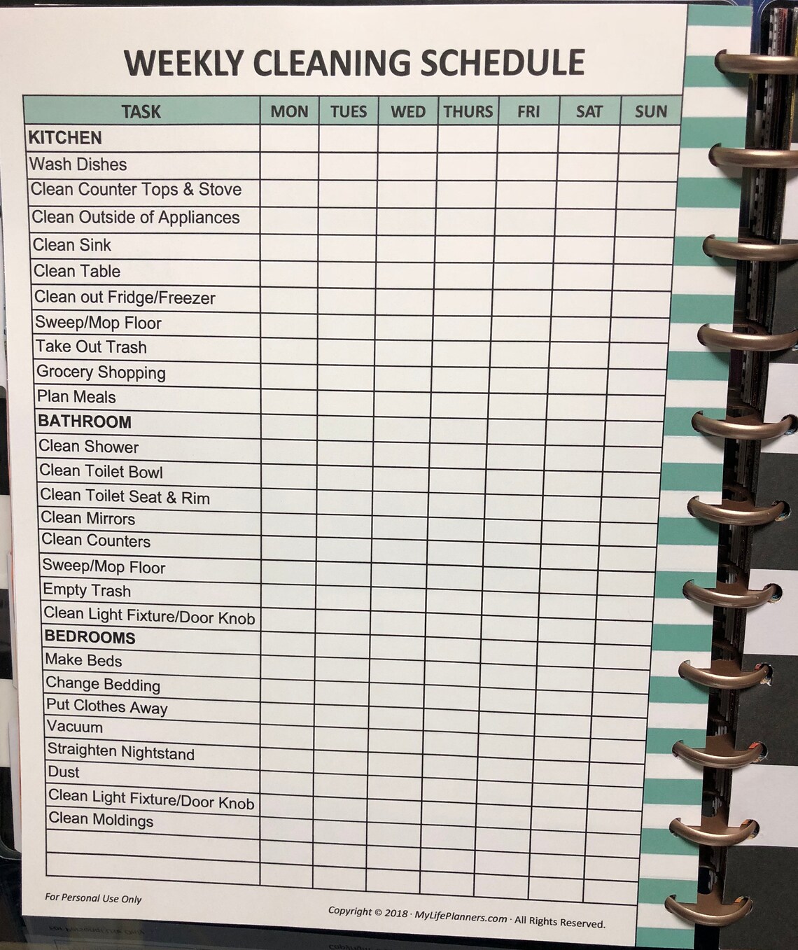 Weekly Cleaning Schedule Insert Peach Editable Printable - Etsy